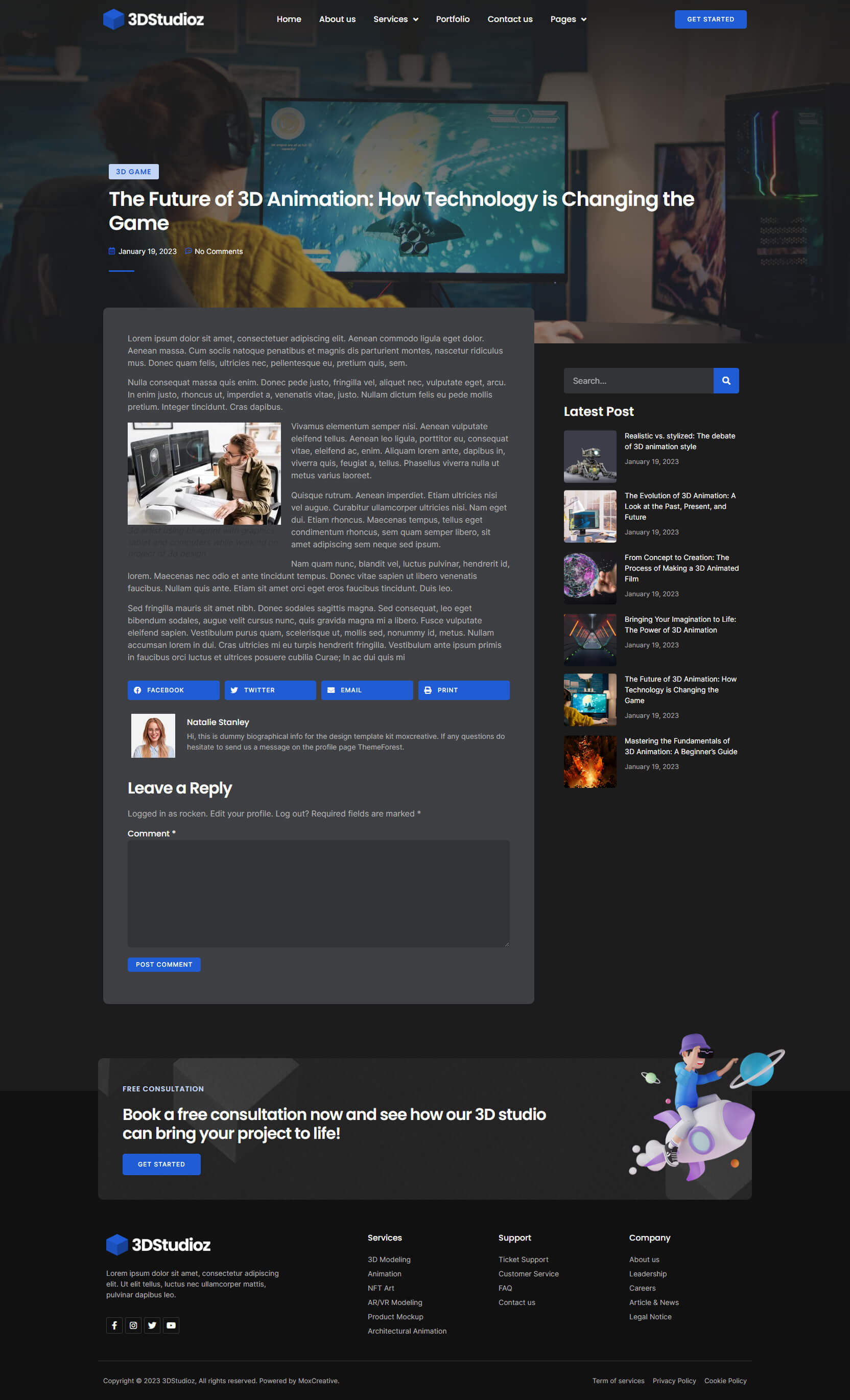 3dstudioz - 3D Design & Animation Studio Elementor Template Kit by moxcreative